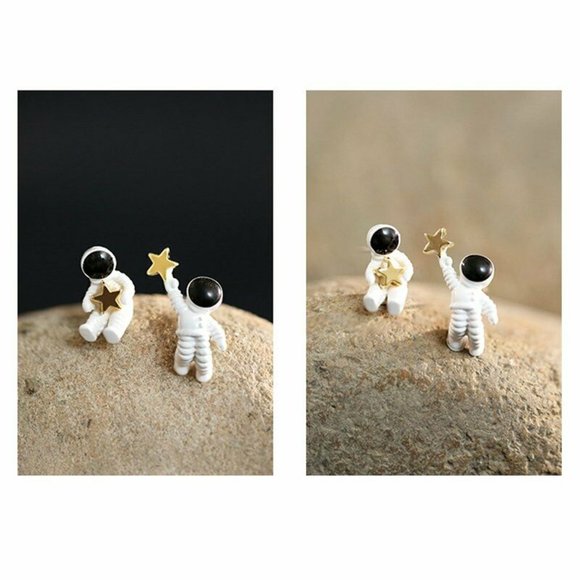 Jewelry | Nwot Rare Astronaut Spacemen Studs | Poshmark